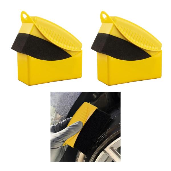 商品名: Augeny タイヤドレッシングアプリケーター 2個 再利用可能 車 タイヤ シャイン スポンジ アプリケーターパッド 蓋付き 耐久性のあるフォーム 自動車ホイール ディテーリングアプリケーター 車両ワックス研磨クリーニング用 (...