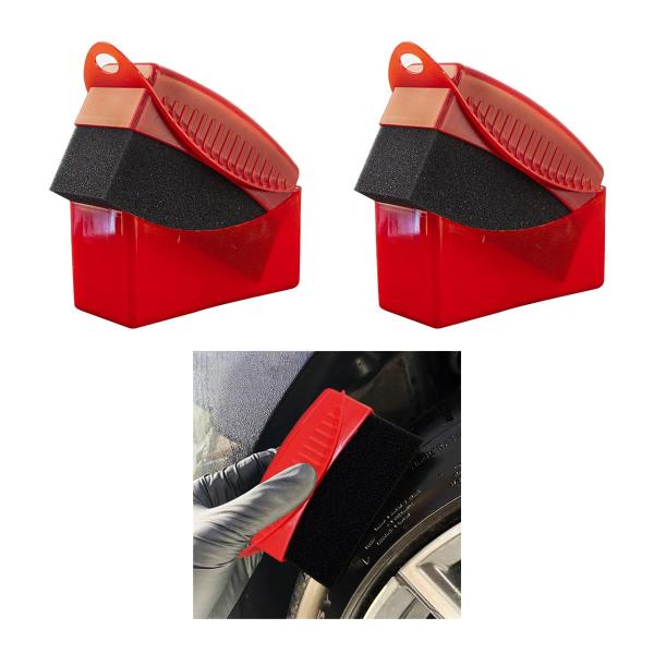 商品名: Augeny タイヤドレッシングアプリケーター 2個 再利用可能 車 タイヤ シャイン スポンジ アプリケーターパッド 蓋付き 耐久性のあるフォーム 自動車ホイール ディテーリング アプリケーター 車両ワックス研磨クリーニング用 ...
