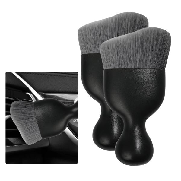 商品名: Kewucn カーディテーリングブラシ 2本 自動カーブデザイン クリーニングツールブラシ カバー付き エアコン吹き出し口ほこり取り ソフトブラシ車内装汚れ除去ブラシ グレー Kewucn 2 PCS Car Detailing ...