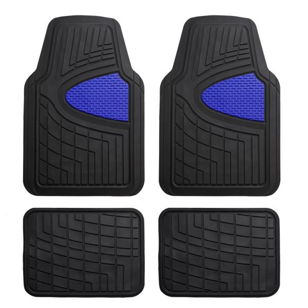 商品名:  WYLF Automotive Floor Mats Waterproof Premium Tall Channel Trimmable Non-Slip Rubber Floor Mats - Full Set Blue fo...