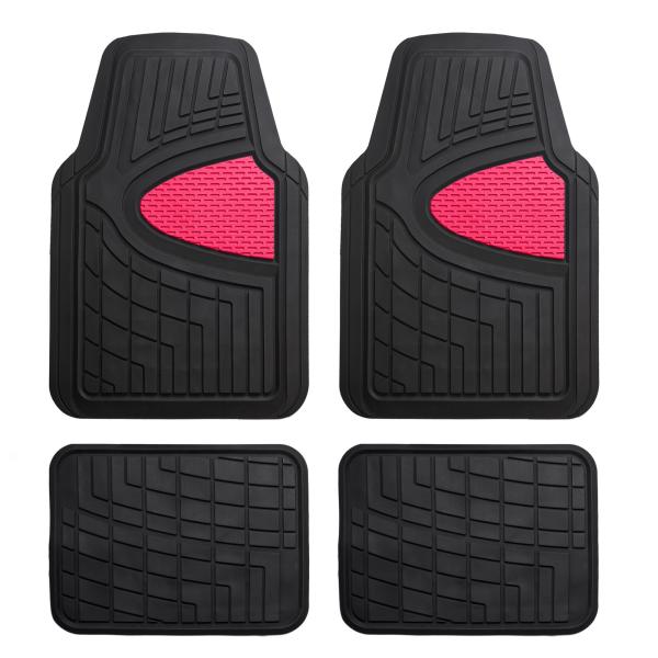 商品名:  WYLF Automotive Floor Mats Waterproof Premium Tall Channel Trimmable Non-Slip Rubber Floor Mats - Full Set Pink fo...