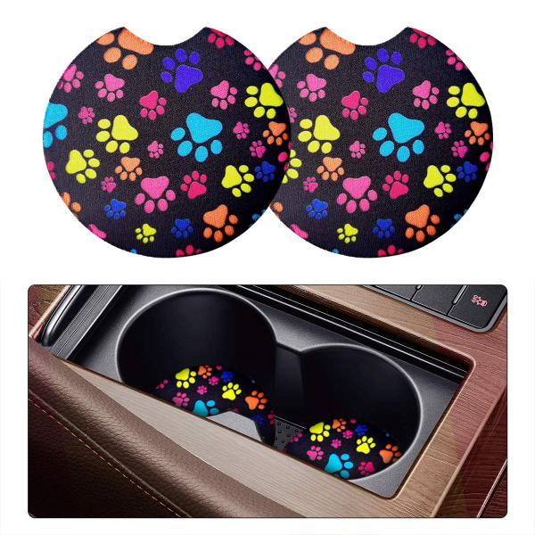 商品名: Car Coasters for Drinks, 2PCS Absorbent Cats Footprints Cup Holders for Women/Men, 2.75 Inch Removable Cup Holder I...