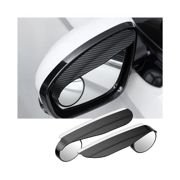 商品名:  2PCS Car Blind Spot Mirror with Side Mirror Rain Guard,Carbon Fibre Rear View Mirror Rain Visor &amp; 360° Adjusta...