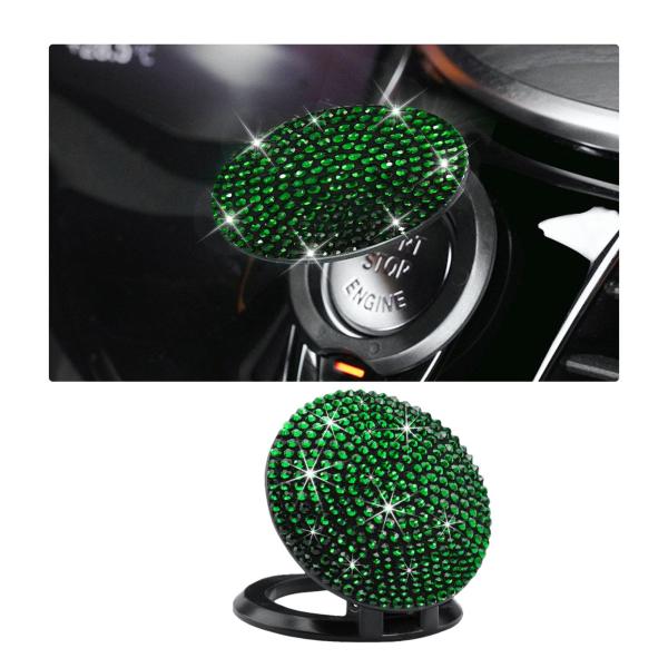 商品名: Dickno Bling 車用プッシュトゥスタートボタンカバー 傷防止 点火ボタン保護キャップ クリスタルラインストーン エンジンボタンステッカー ユニバーサル自動車インテリア装飾アクセサリー (グリーン) Dickno Blin...