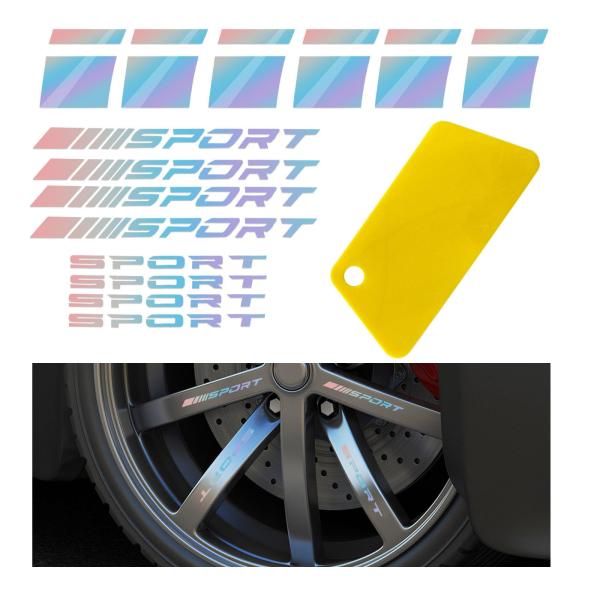 商品名: Dickno 車用デカールステッカー 14枚 スポーツロゴ 車のホイール反射 パーソナリティデカール 防水スポーツエンブレム 自動リアバンパーストライプ ユニバーサルリアミラー装飾 全車両用 (カラフル) Dickno 14 PC...