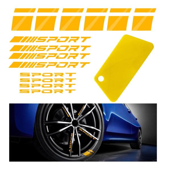 商品名: Dickno 車用デカールステッカー 14枚 スポーツロゴ 車のホイール反射 パーソナリティデカール 防水スポーツエンブレム 自動リアバンパーストライプ ユニバーサルリアミラー装飾 全車両用 (イエロー) Dickno 14 PC...