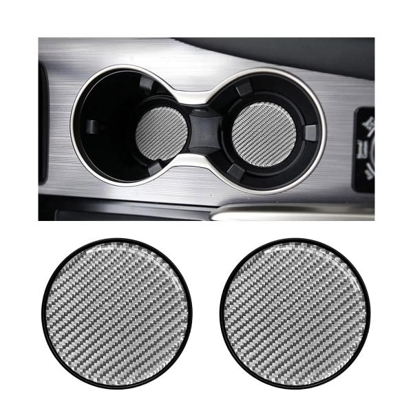 商品名: Dickno 車用カップホルダーコースター 2個 2.75インチ カーボンファイバー埋め込みコースター 滑り止め 耐久性 カップホルダーインサート コースターパッド ユニバーサル車内ボトルパッド ほとんどの車両に対応 (ノーマル、...