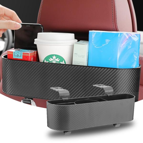 商品名: Yumfugu 車用シートバック収納ボックス 1個 ABSカーボンファイバー柄 大容量 ヘッドレスト吊り下げ バリなし 仕切り付き雑貨ボックス 高耐荷重実用アクセサリー ほとんどのモデルに対応 (ブラック) Yumfugu 1 P...