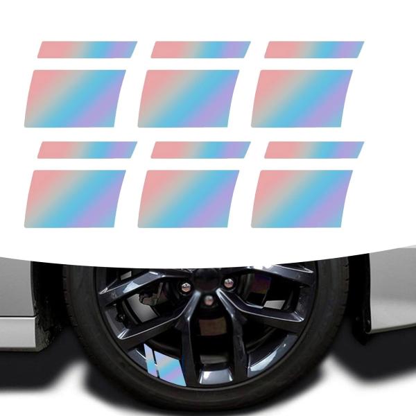 商品名:  leediga 6 PCS Automotive Tire Rim Sticker, 3.93" x 2.75" PET Self-Adhesive Reflective Stripe Waterproof Personaliz...