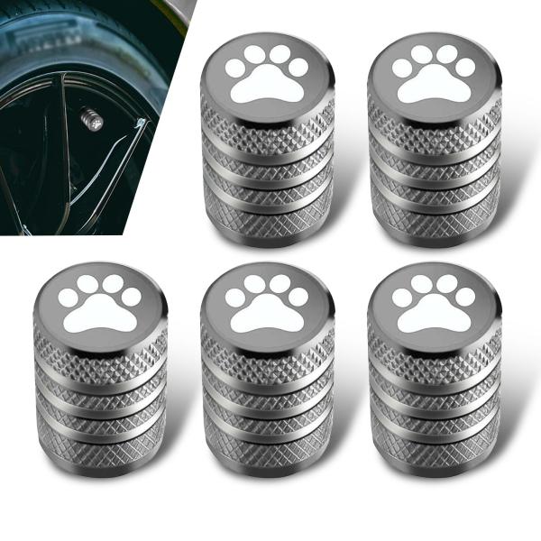 商品名:  Fluher 5 PCS Car Dog Paw Tire Valve Cap, Universal Car Leak-Proof Dust-Proof Alloy Valve Cap with Rubber Sealing R...