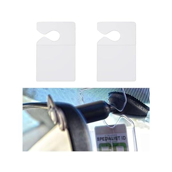 商品名: GLSOWEE クリアパーキング許可ホルダー 車のリアビューミラーハンガー 縦型駐車場パス 駐車カードホルダー パス/許可証/小さなステッカー用 車 トラック SUV用 (2個) GLSOWEE Clear Parking Per...