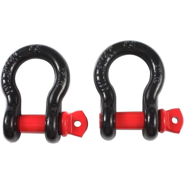 商品名: HaiChao 2個 5/8インチ Dリング 弓 シャックル ねじ牽引 19.5トン(44000ポンド) 定格破壊強度 車両回復用、牽引ストラップフック HaiChao 2Pcs 5/8" D Ring Bow Shackle T...