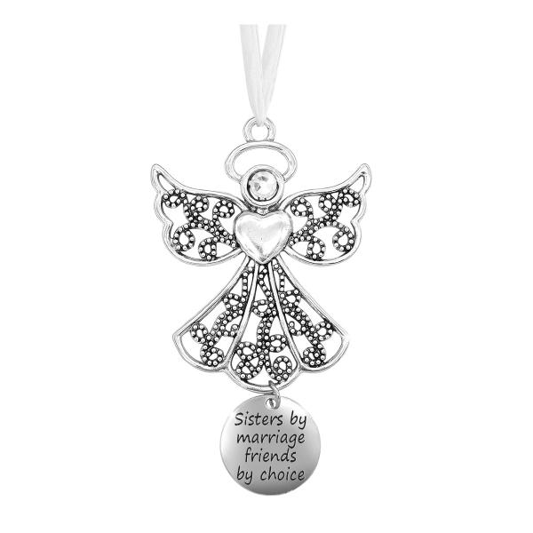 商品名: Osilly ガーディアンエンジェル カーチャーム Sisters by Marriage Friends by Choice、リアビューミラー自動吊り下げオーナメント 新学年の保護と新ドライバーへのガイド SUV/トラック/RV...