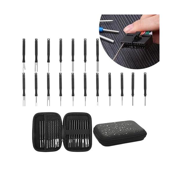 商品名: Crynod ピン抜きツールセット 18個 防水メタル自動車ワイヤーコネクターリリースコンビネーションアクセサリー ユニバーサル耐久性車両ターミナルプラー修理ツールキット トラック SUV 車用 (ブラック) Crynod 18 ...