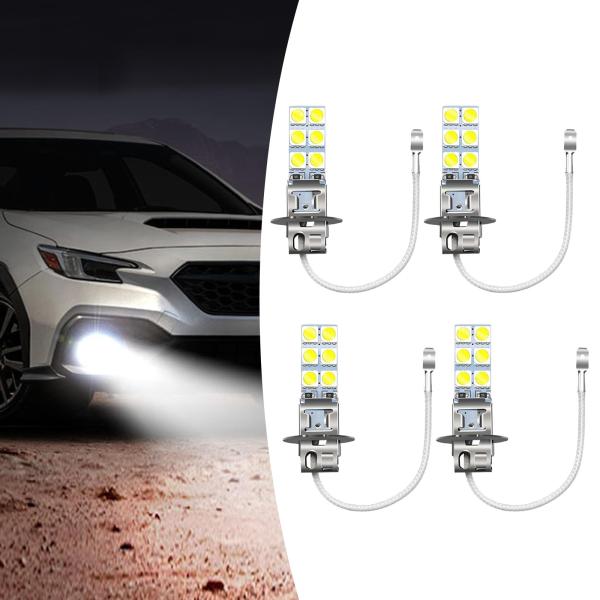 商品名:  Fluher 4 PCS Car H3 LED Fog Light, 12-5050SMD Chip High Brightness Anti-fog Strong Penetration DRL，Plug and Play L...
