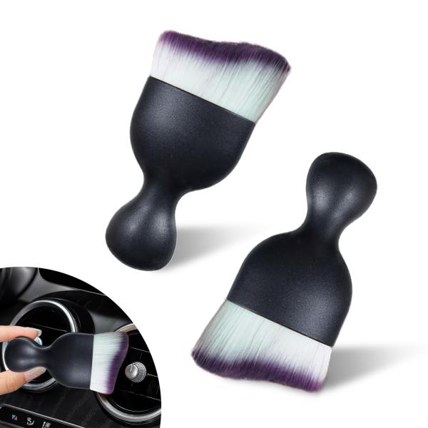 商品名: Fluher カーディテーリングブラシ 2個 1.77インチ x 3.85インチ ソフトPPファイバー 曲線ブラシアクセサリー クリーニングコンディショナーエアベントダッシュボードエンジンのユニバーサルクリーン交換用 (パープル)...