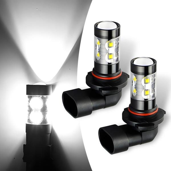 商品名:  Fluher 2 PCS 9005 Car LED Fog Light Bulbs, 12V-24V 50W 6000K Metal Waterproof Vehicle Auxiliary Light,360° No Dead...
