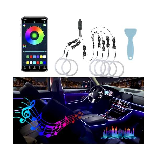 商品名:  LivTee Smart Car LED Interior Lights with USB Port, LED Strip Fiber Optic Lights, Wireless App Control, Sync to Mu...