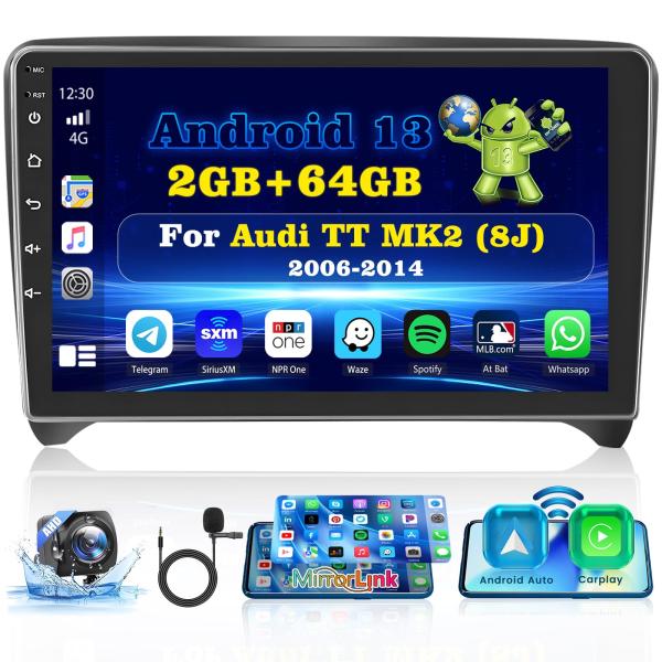 商品名:  Roinvou 2+64G Android CarPlay Stereo for 2006-2014 Audi TT MK2 (8J), Built-in Wireless CarPlay with Android Auto, ...