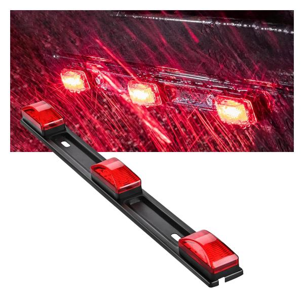 商品名: GLSOWEE カートレーラーテールライトバー、3ライト9LEDギャップ識別マーカーライトストリップ ステンレススチールブラケット付き、トラックトレーラーボート用ブラックベース付き識別マーカーライト(レッド) GLSOWEE Ca...