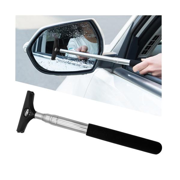 商品名: Suvnie 車用バックミラーワイパー 格納式自動ガラススクイージークリーナー 長いロッド付き ポータブル伸縮式フロントガラスクリーニングツール 窓掃除用ユニバーサルカーアクセサリー (車のロゴ) Suvnie Car Rearv...