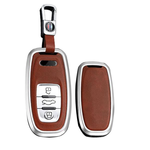 商品名:  TECART Metal Frame Key Fob Cover with Keychain Lerather Key Protection Fit for Audi R8 Q5 Q7 S3 S4 S5 S6 S7 S8 3 b...