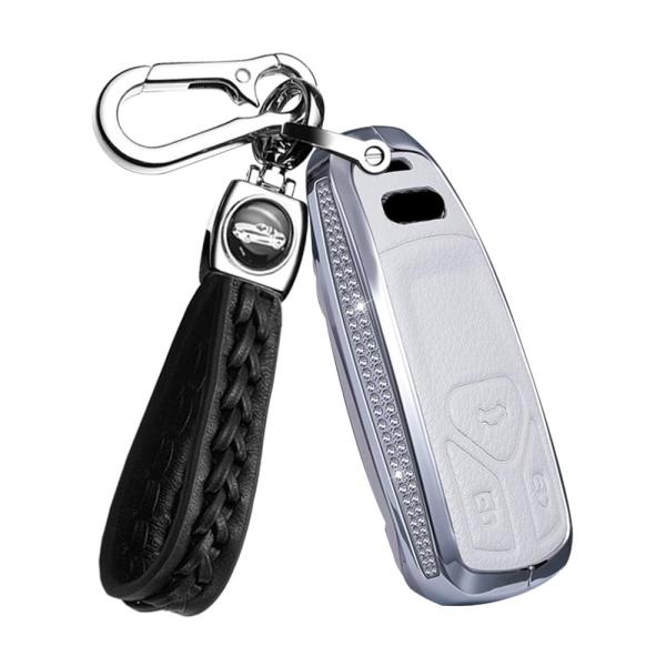 商品名:  TECART for Audi Leather Key Fob Cover Fit For Audi A4 Q7 Q5 TT A3 A6 SQ5 R8 Aluminum Alloy Keys Shells Protection ...