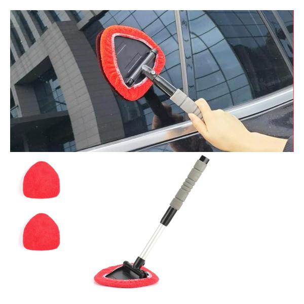 商品名: GLSOWEE 車用フロントガラスクリーニングツール 車のウィンドウクリーナーツール 拡張可能なハンドル付き 自動ガラスワイパークリーナー 洗濯可能再利用可能なマイクロファイバーパッド2個付き 車と自宅のクリーニングキット(レッド...