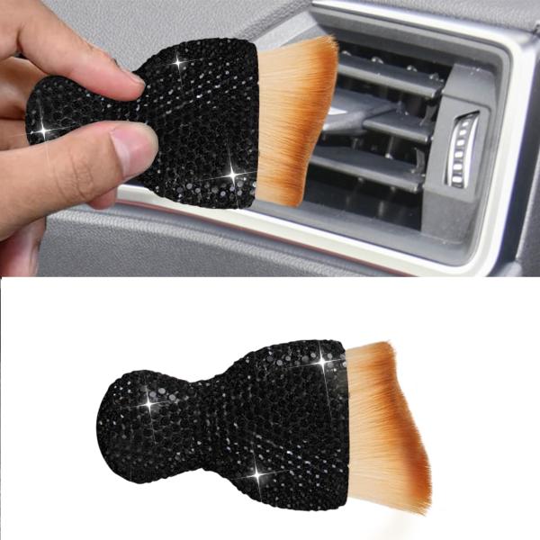 商品名: カーディテーリングブラシ 車内クリーニングブラシ 柔らかい毛のほこり取りツール キラキラハンドル付き カーアクセサリー 傷がつかない 汚れ汚れクリーンブラシ 車のダッシュボード用 エアコンベン(ブラック) WINUERK Auto...