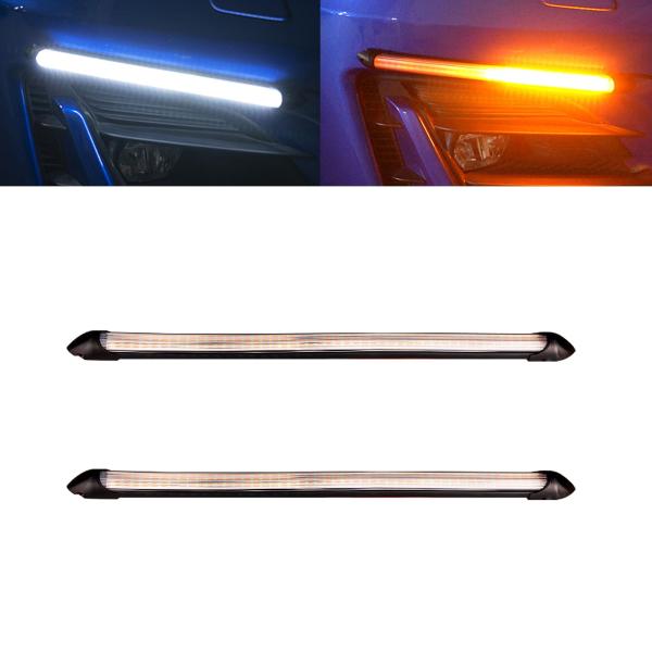 商品名:  Fluher 2 PCS LED Car Daytime Running Lights, Yellow Light Running Water Turn Signal Light, White High Brightness C...