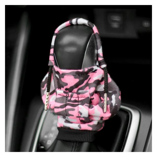 商品名: IHOTDER カーギアシフトパーカーカバー、スタイリッシュな迷彩服カーシフトノブカバー、ユニバーサルファニーカーギアシフターパーカーインテリアカー装飾アクセサリーほとんどの車、トラック、SUV用(ピンク迷彩) IHOTDER C...