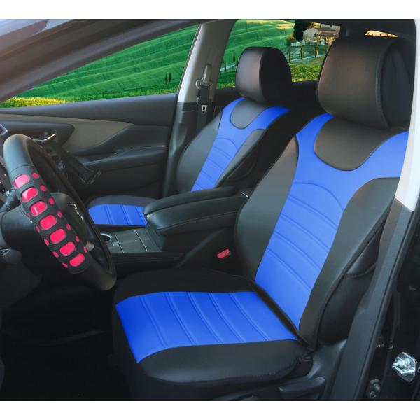 商品名:  Pair of Leatherette Universal Car Seat Cushion Covers Compatible with Volkswagen Vehicles - Bk/Blue Colorブランド: Gen...
