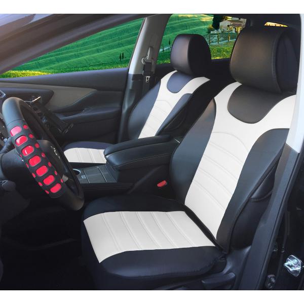 商品名:  Pair of Leatherette Universal Car Seat Cushion Covers Compatible with Volkswagen Vehicles - Bk/White Colorブランド: Ge...