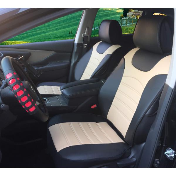 商品名:  Pair of Leatherette Universal Car Seat Cushion Covers Compatible with Volkswagen Vehicles - Bk/Tan Colorブランド: Gene...