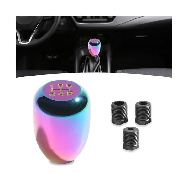 商品名: Yumfugu 自動車用ギアシフトノブ1個、車用5速ギアボックスシフトヘッドアダプター付き、改造交換アクセサリー、ほとんどのマニュアルトランスミッションモデル用(マルチカラー) Yumfugu 1 PC Automotive Ge...
