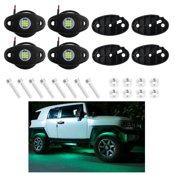 商品名:  4PCS Cool LED Rock Lights for Trucks/Cars/ATVs/SUVs,IP68 Waterproof &amp; Shockproof Underglow LED Lights for Cars...