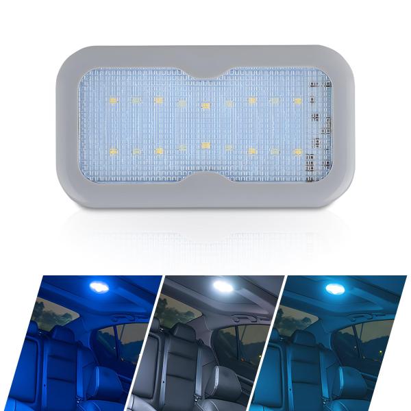 商品名: Fluher 車用LEDルーフ読書灯 1個 5.1 x 2.7 x 0.5インチ タッチセンシティブトランク 室内照明 吸着式 USBソケット 3色切り替え可能 車 キャンプ用 汎用 (マルチカラー) Fluher 1 PC Ca...