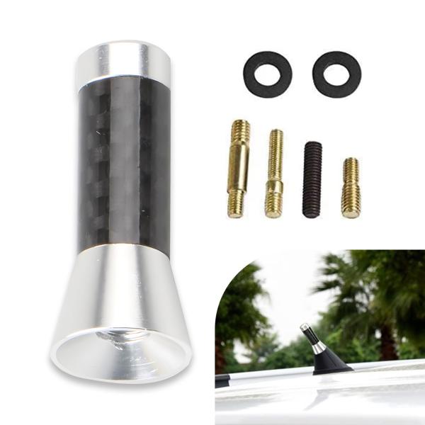 商品名: Fluher 車用カーボンファイバーショートアンテナ 1個 1.38インチ信号ワイヤレスブースターアンテナ メタルミニ外装アンテナ 装飾交換用 取り付けアクセサリー付き ユニバーサル車用 (シルバー&amp;ブラック) Fluhe...