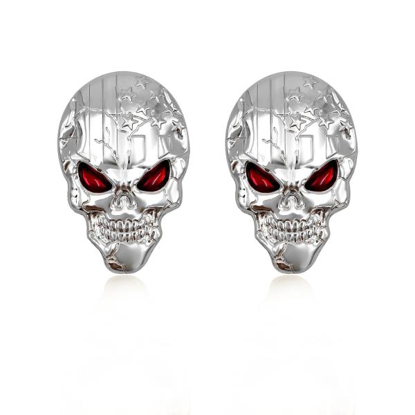 商品名: Suvnie 2枚 アメリカ国旗 スケルトン スカル ステッカー 車用 3D メタル エンブレム バッジ デカール ユニバーサルステッカー 装飾 トラック オートバイ コンピューター ノートパソコン 外装 カーアクセサリー (シル...