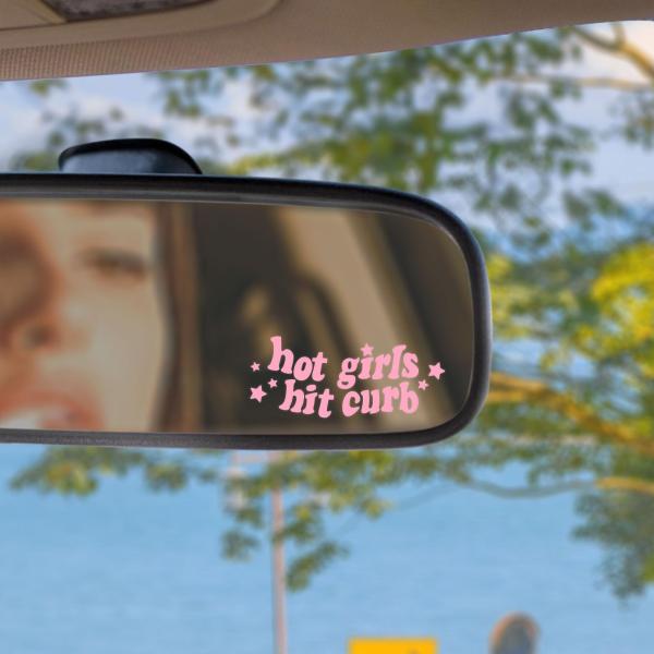 商品名:  xbrtaia 3 Pack Hot Girls Hit Curbs Rearview Mirror Decals,Pink Car Mirror Decor,Affirmation Car Decorations for Gi...