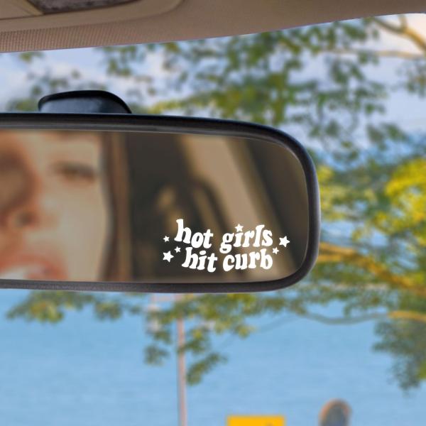 商品名:  xbrtaia 3 Pack Hot Girls Hit Curbs Rearview Mirror Decals,White Car Mirror Decor,Affirmation Car Decorations for G...