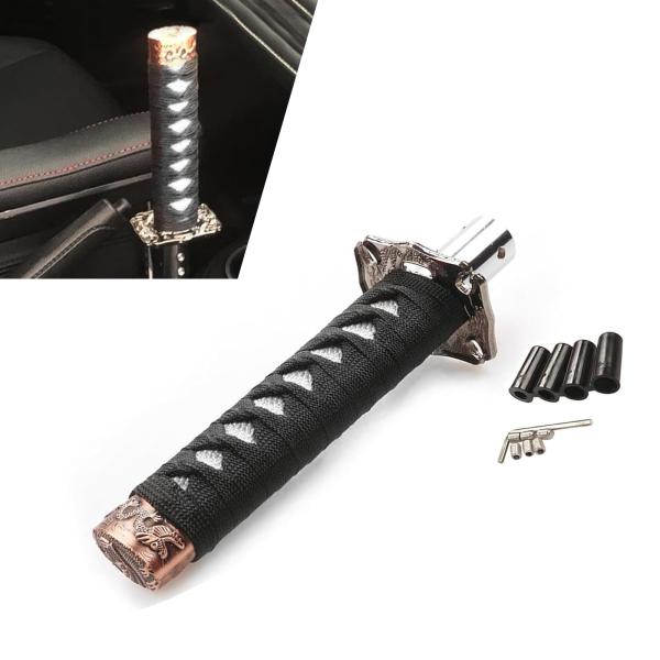 商品名: Yumfugu(ユムフグ) 1個パック カーギアシフトノブ、6.2インチシフトノブ保護カバー アダプター4個付き、カーサムライギアシフトヘッド、パーソナリティギアシフトノブ、ほとんどのモデルに対応 (ブラック&amp;ホワイト) ...