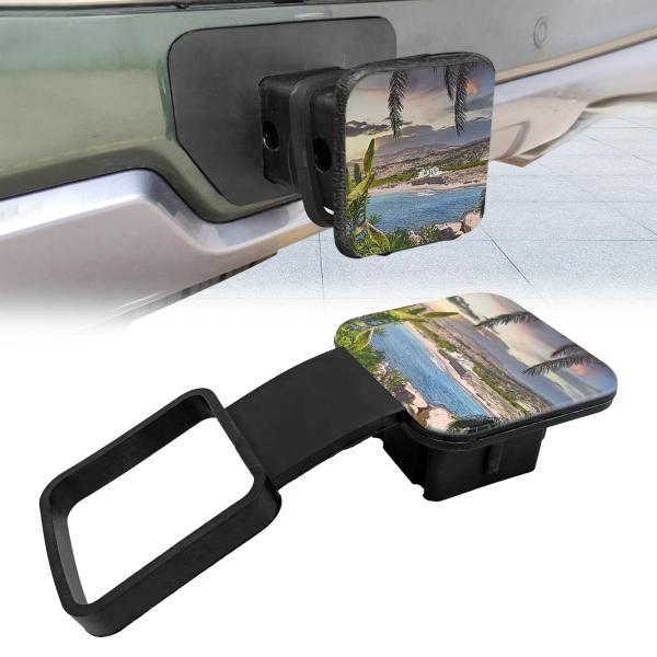 商品名:  Ocean Sunset Travel Paradise Beach Palm Trees Hitch Cover - 1 PC Square Mouth Protection Cover Traction Cover, Car...