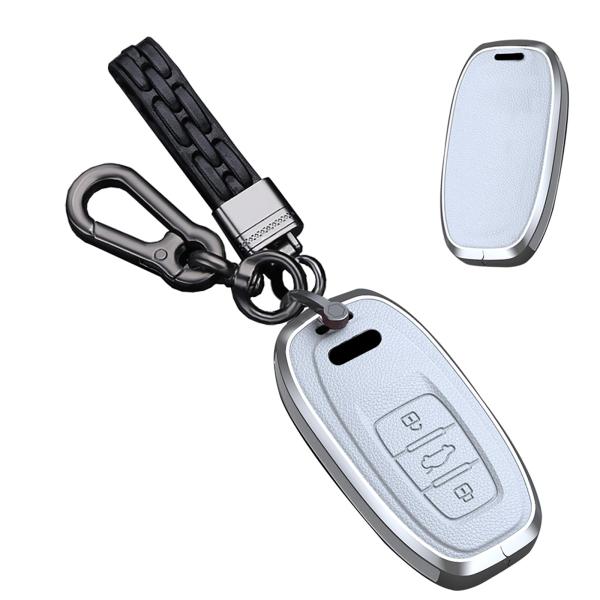 商品名:  TECART Key Fob Cover Case Metal Full Protection Key Shell Leather Key Case Fit For Audi R8 Q5 Q7 S3 S4 S5 S6 S7 S8...
