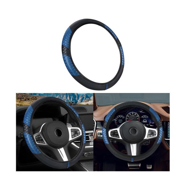 商品名: AUCELI(オーセリ) 車用ハンドルカバー レザー製 車両ハンドルプロテクター 男女兼用 滑り止め 快適なグリップ 通気性 自動車アクセサリー ユニバーサル SUV トラック RV バンなどに (ブルー) AUCELI Car ...