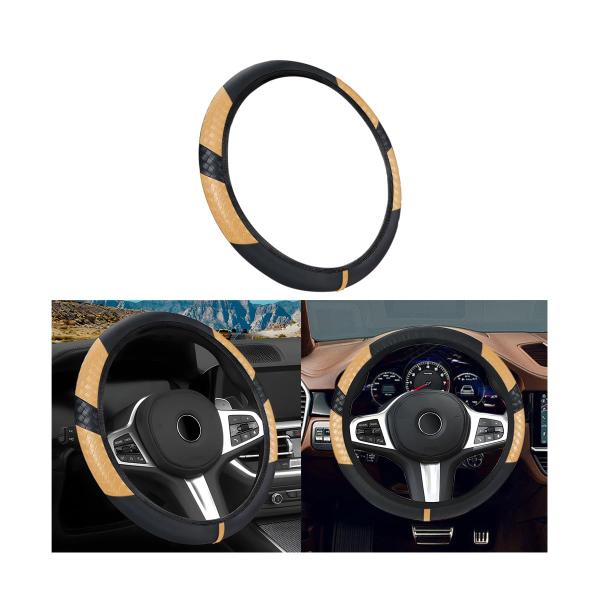 商品名: AUCELI(オーセリ) 車用ハンドルカバー レザー製 車両ハンドルプロテクター 男女兼用 滑り止め 快適なグリップ 通気性 自動車アクセサリー ユニバーサル SUV トラック RV バンなどに (イエロー) AUCELI Car...