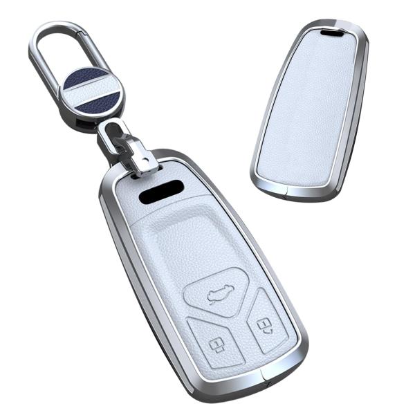 商品名:  TECART for Audi Key Fob Cover Leather Key Case Cover Protector Fit For A4 Q7 Q5 TT A3 A6 SQ5 R8 S5 Metal Smart Key...