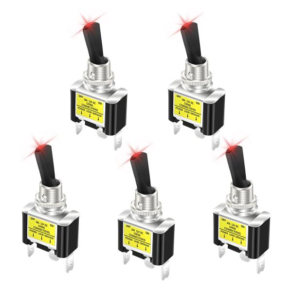 商品名:  Bittwee 5PCS Car LED Toggle Switch ON Off, 12V Automotive LED Lighted Metal Switch, Heavy Duty SPST 3 Pin Vehicle ...