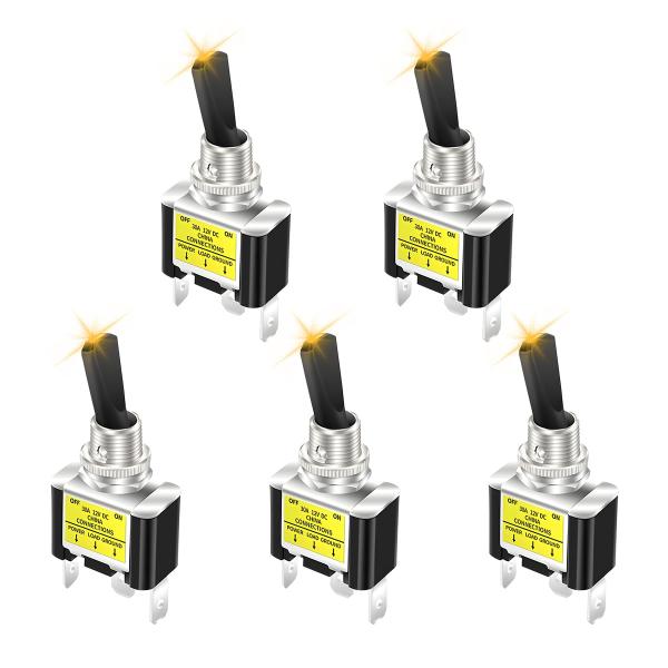 商品名:  Bittwee 5PCS Car LED Toggle Switch ON Off, 12V Automotive LED Lighted Metal Switch, Heavy Duty SPST 3 Pin Vehicle ...