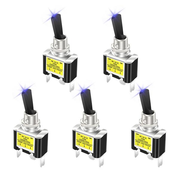 商品名:  Bittwee 5PCS Car LED Toggle Switch ON Off, 12V Automotive LED Lighted Metal Switch, Heavy Duty SPST 3 Pin Vehicle ...